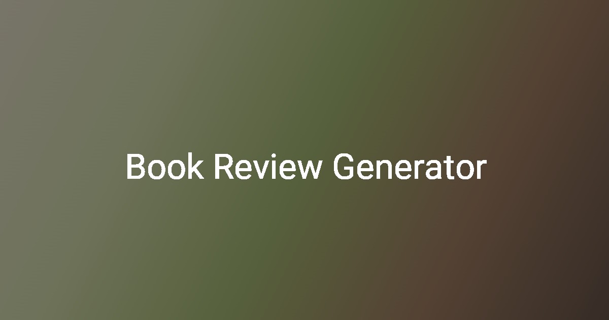 Book Review Generator - Push By AI