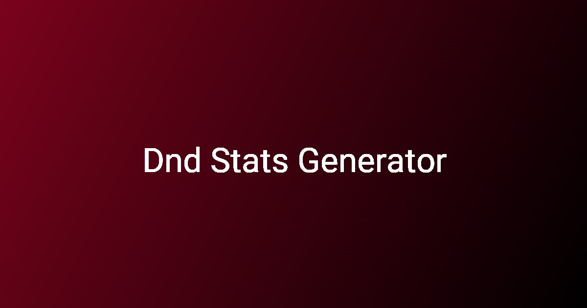 Dnd Stats Generator - Push By AI